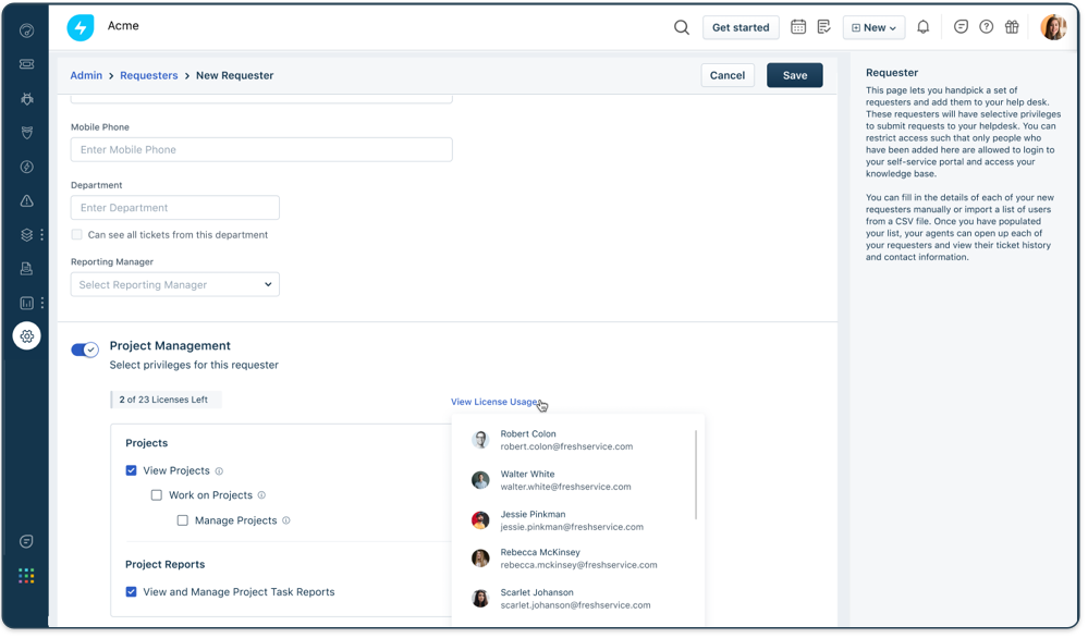 Software de gestión de cartera de proyectos (PPM) de TI | Freshservice