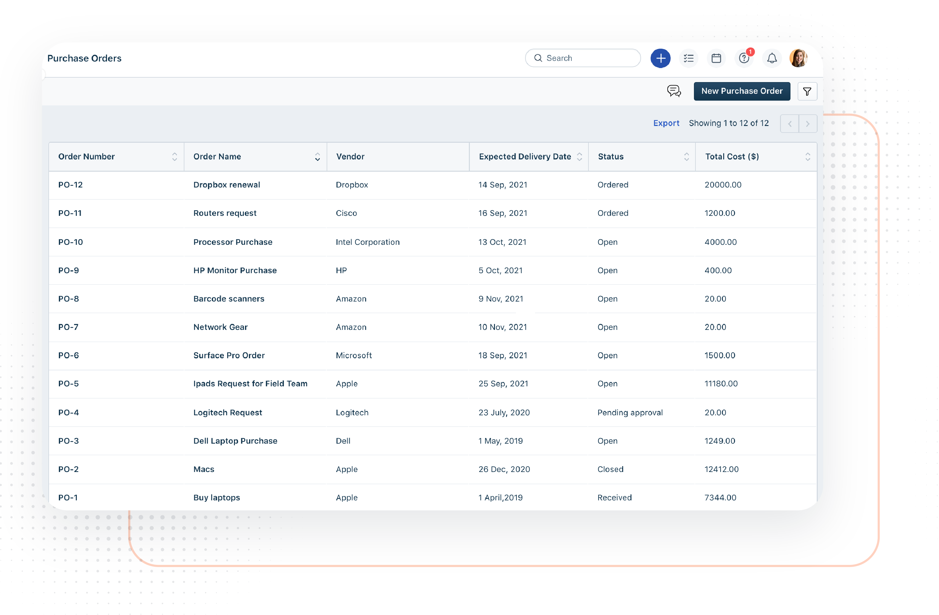 Purchase Order Management System | Try Freshservice ITSM